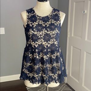 Adiva | Tops | Adiva Floral Overlay Lace Babydoll Top | Poshmark